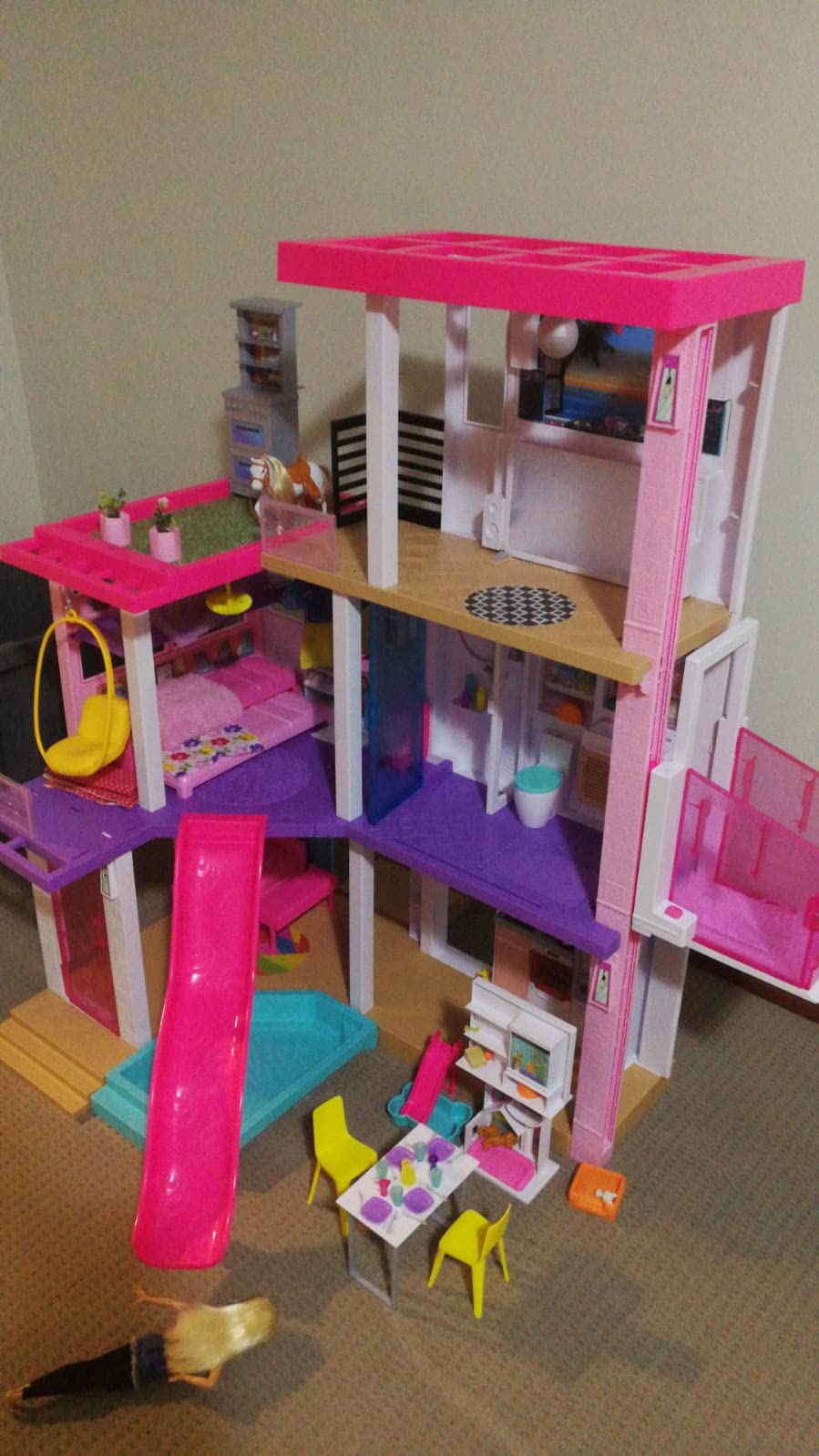 Barbie Dreamhouse (3.75-ft) 3-Story Dollhouse Playset with Pool & Slide ...