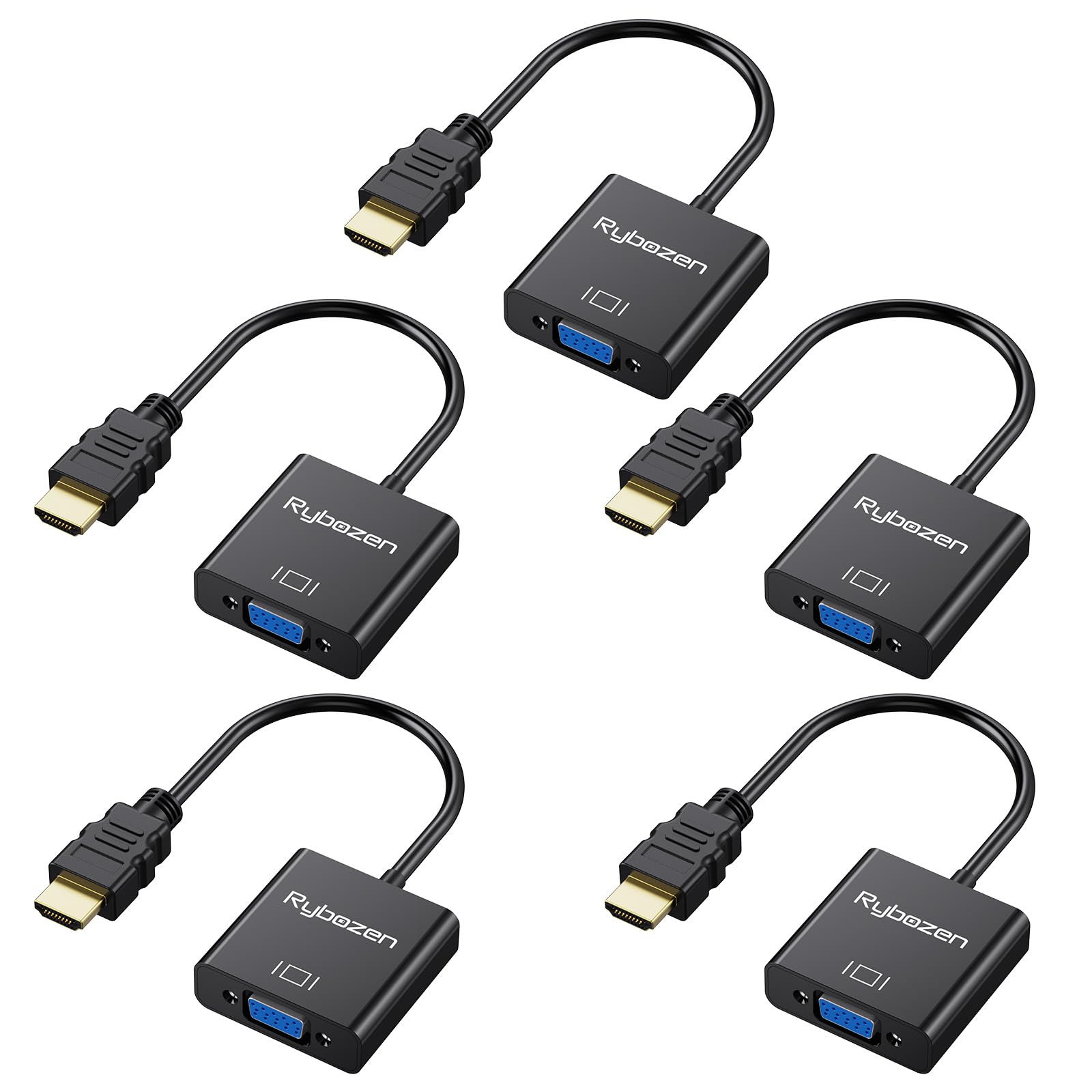 Amazon.com: HDMI to VGA Adapter 5 Pack, Gold-Plated HDMI to VGA ...