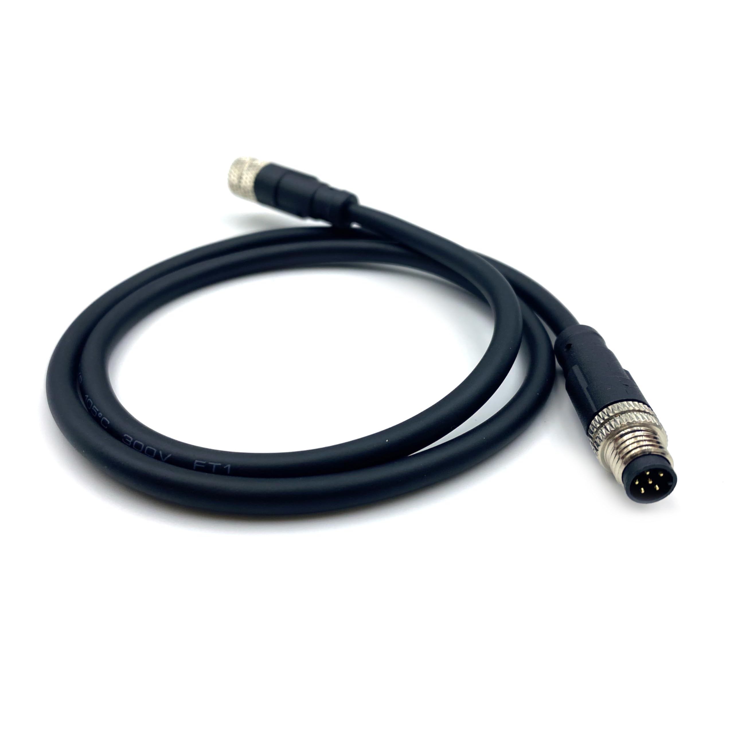 M8 6 Pin Male to Female Connector Cable A Code Straight Molding 0.5 ...