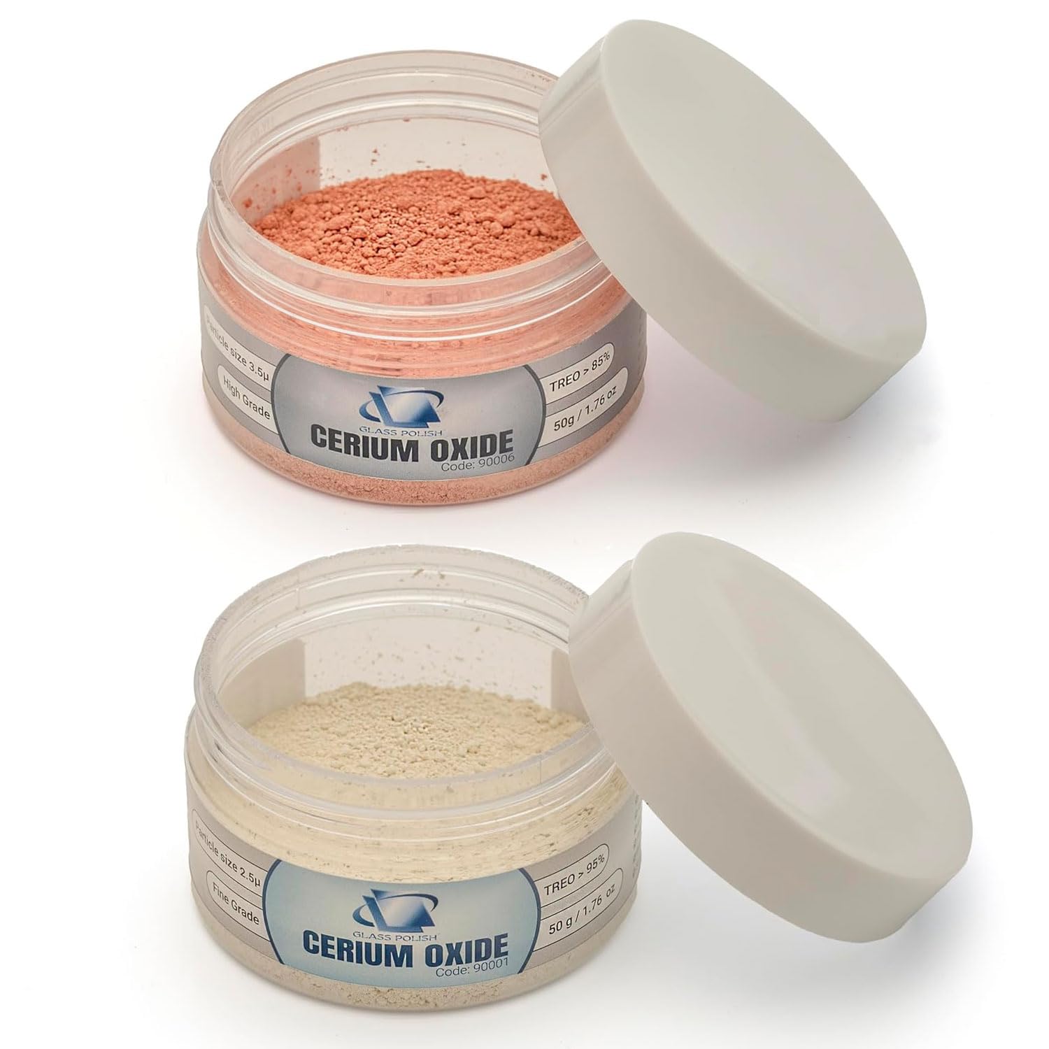 GLASS POLISH 1.76oz Cerium Oxide Bundle - High Grade & Fine Grade Glass ...