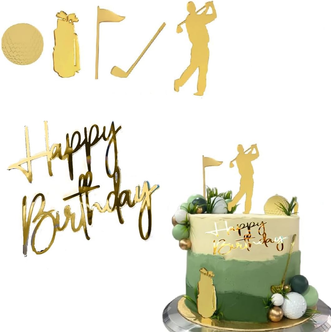 Amazon.com: Happy Birthday Cake Topper Set with Golf Theme, Golf Player ...