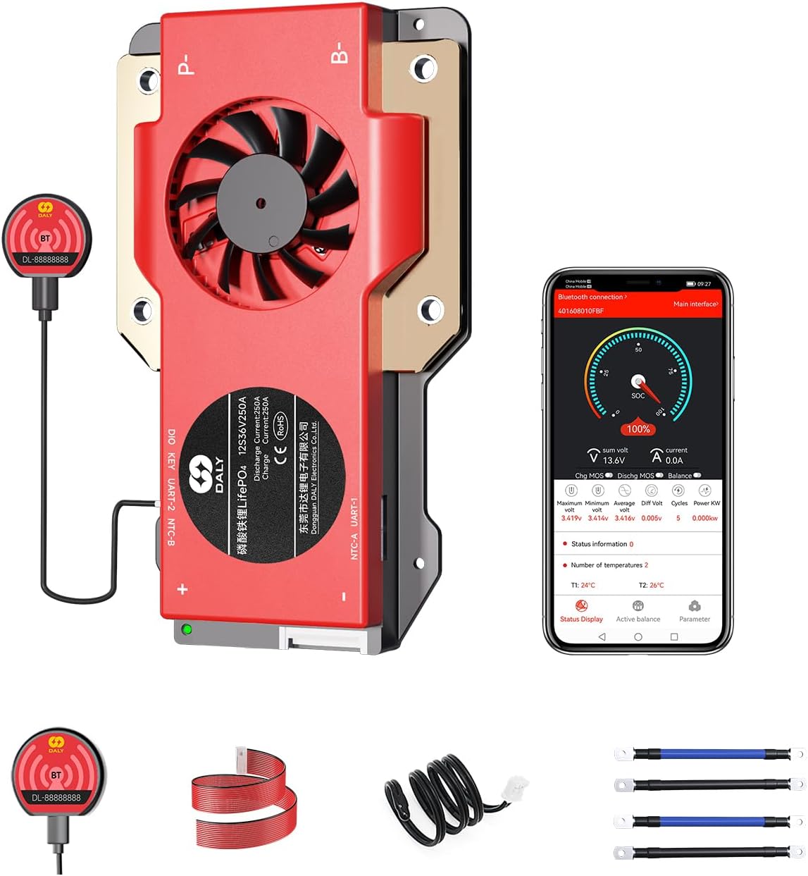 DALY Smart BMS 4S-24S 12V-72V 40A-500A with Bluetooth Module Battery ...