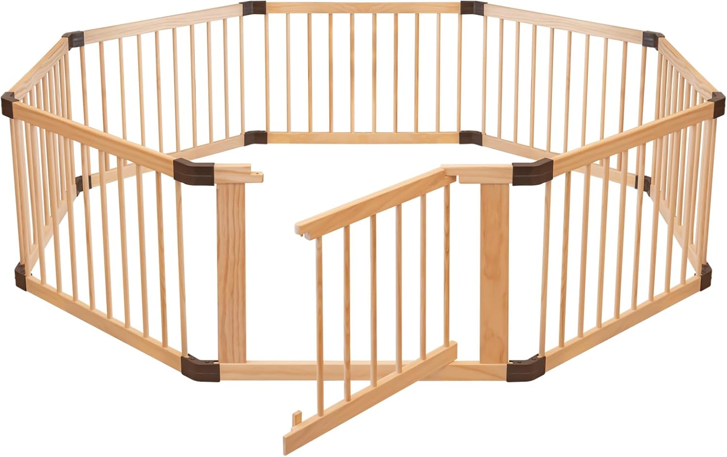 Amazon.co.jp: RiZKiZ 木製 ベビーサークル キッズサークル 八角形 【ナチュラル/ドア付き】 幅約200cm×高さ55cm パネル 8枚 幅80cm 天然木 ベビーフェンス ...