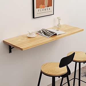 Amazon.com: Wall Mount Drop Leaf Table for Dining,Solid Wood Folding Computer Desk,Wall Mounted ...