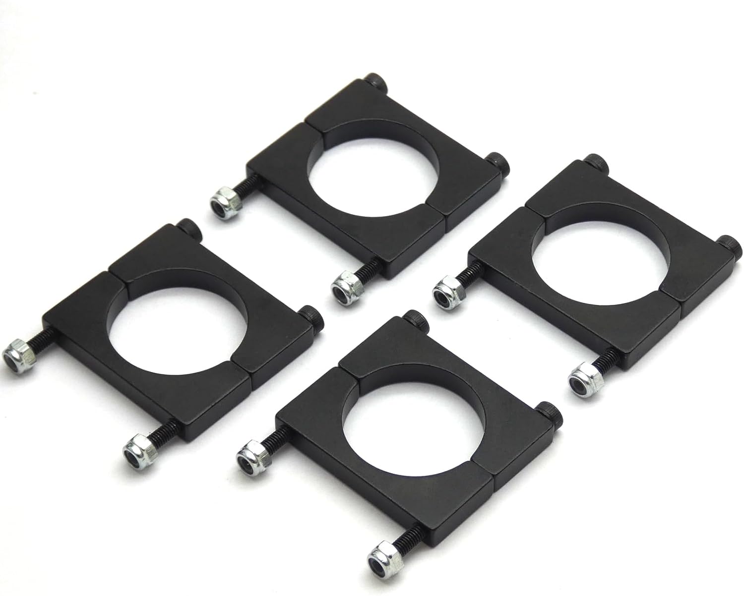 4pcs 25mm Aluminum Round Tube Mount Clamp w/Hardware Anodized Black ...