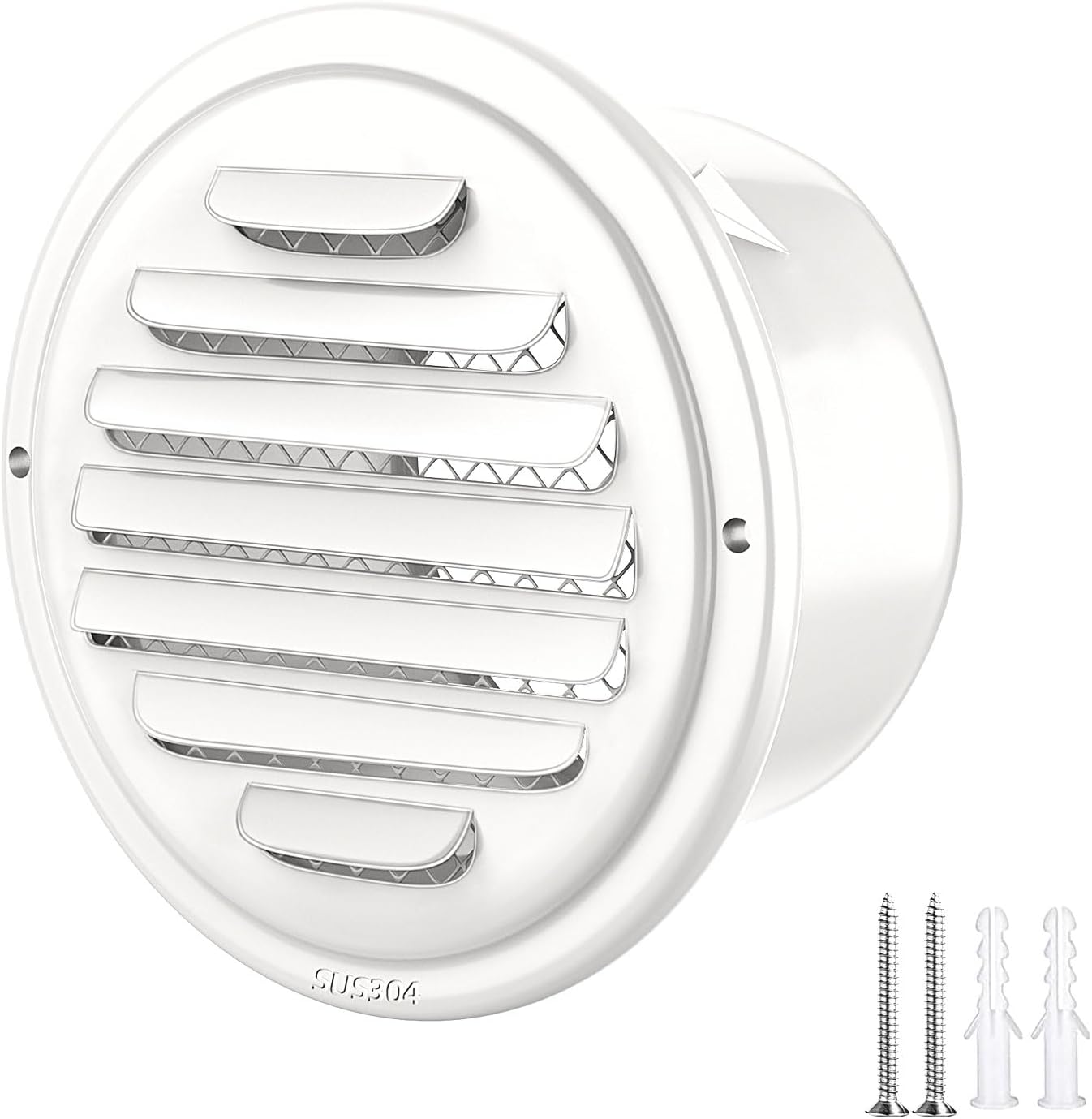 White 304 Stainless Steel Air Vents Cover, piiyoosnn Louvered Grille ...