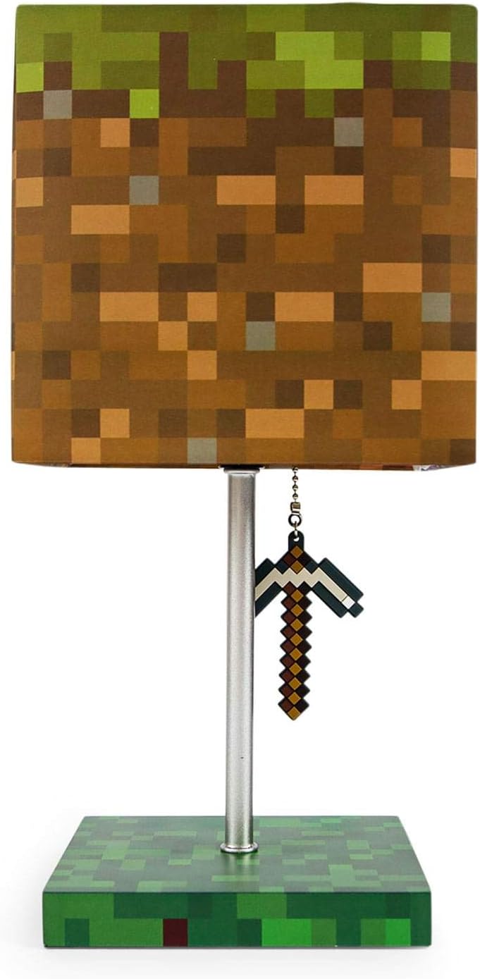 Minecraft Grass Block Desk Lamp With Pickaxe 3D Puller | LED Light ...