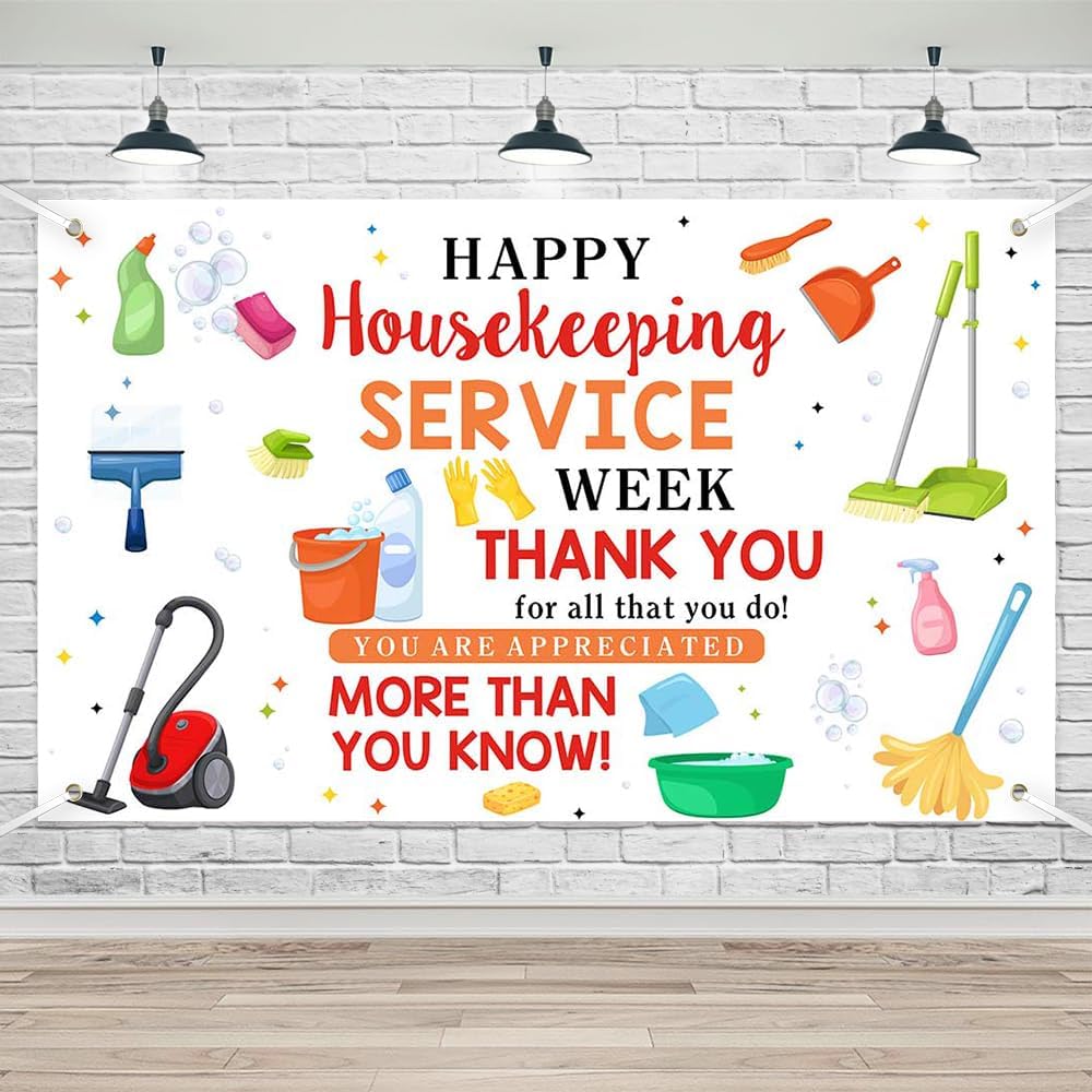 Amazon.com : Lofaris Happy Housekeeping Week Banner Backdrop Thank You ...