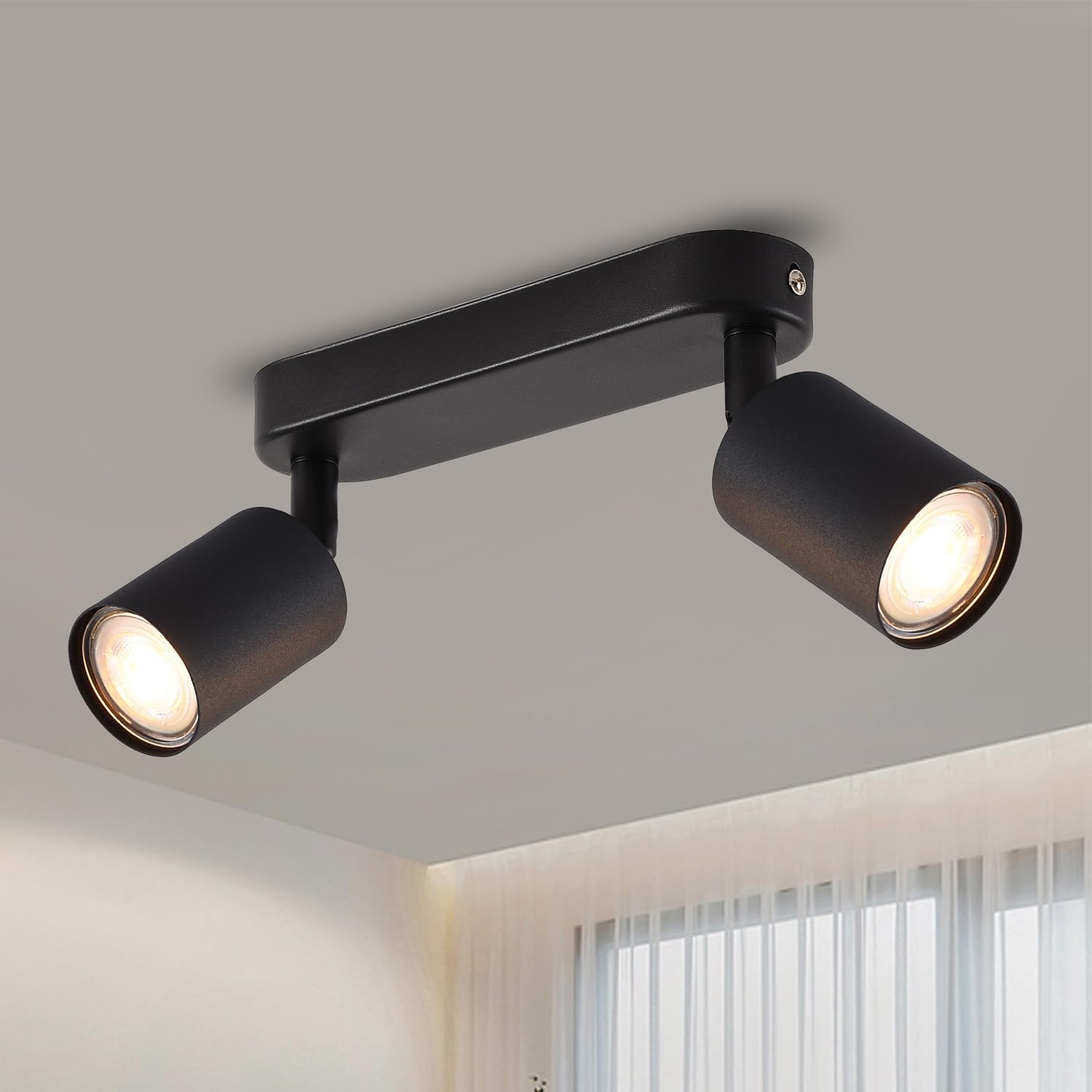 ANWIO 3 Black GU10 Spotlight Ceiling Lights,Bedroom Kitchen Lights ...