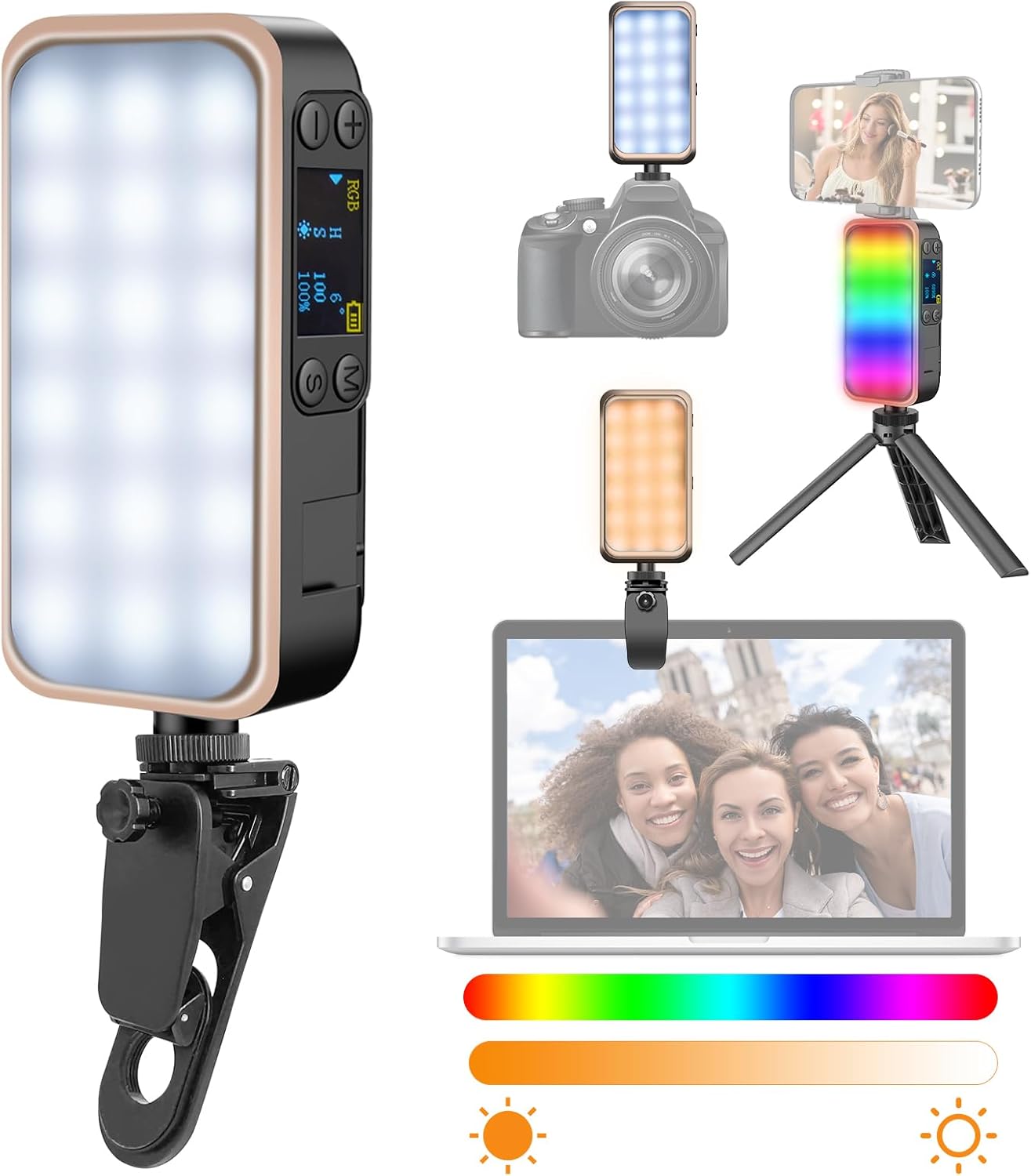 Amazon.com : Portable Pocket RGB Photography Light Panel for Phone ...
