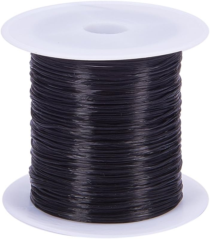 PandaHall 1 Roll 0.8mm Black Elastic Fibre Thread Cord Wire for Beading ...