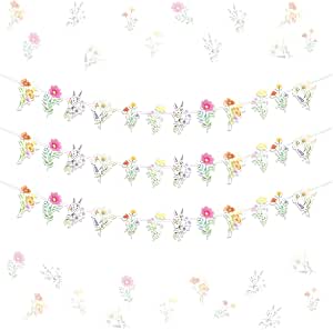 Amazon.com: 3Pcs Wildflower Garland Banner Decorations, Flower Theme ...