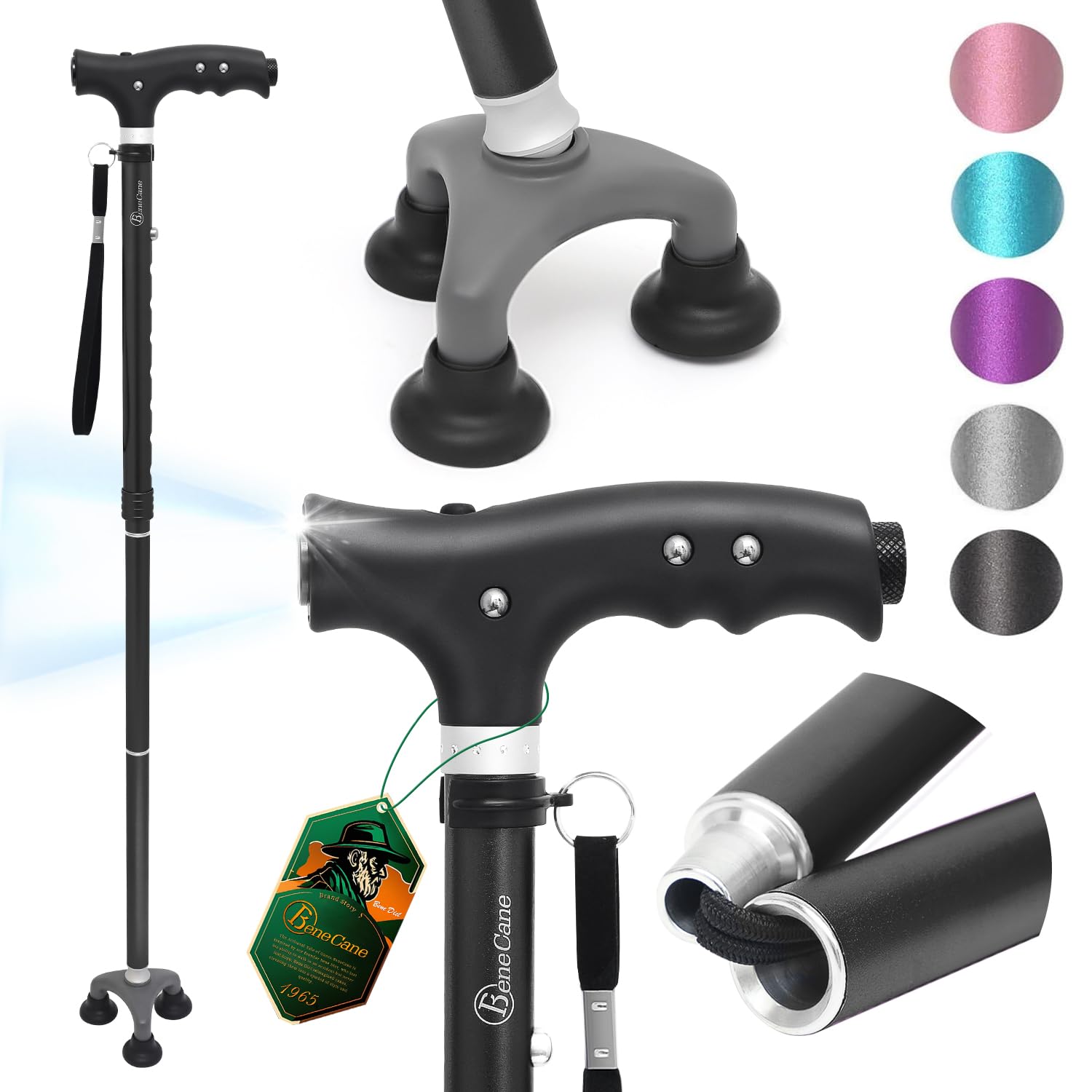 BeneCane Walking Cane, Travel Adjustable Folding Canes and Walking ...