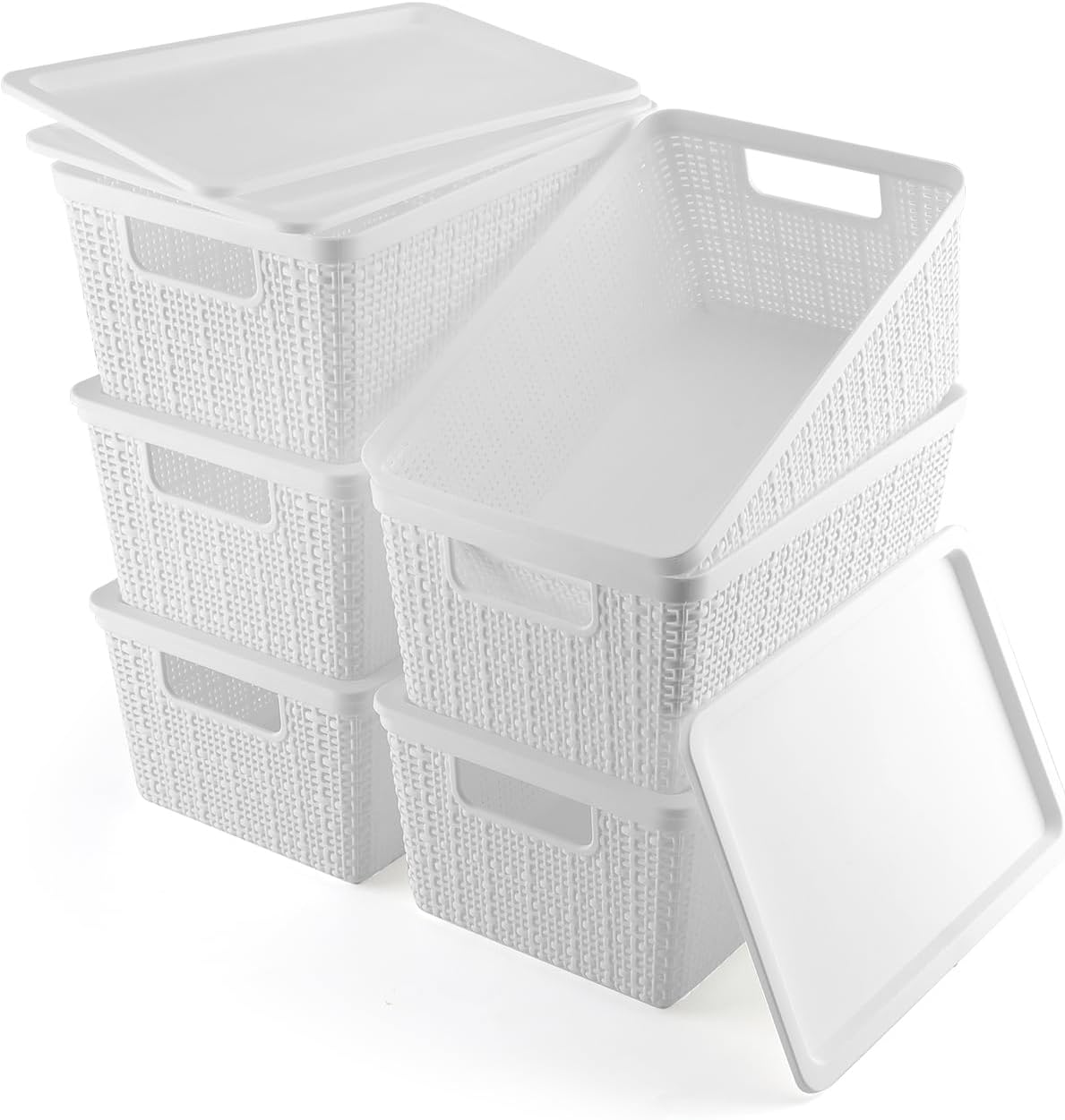 Amazon.com: EOENVIVS 6 Packs Storage Bins with Lids Multiple-use ...