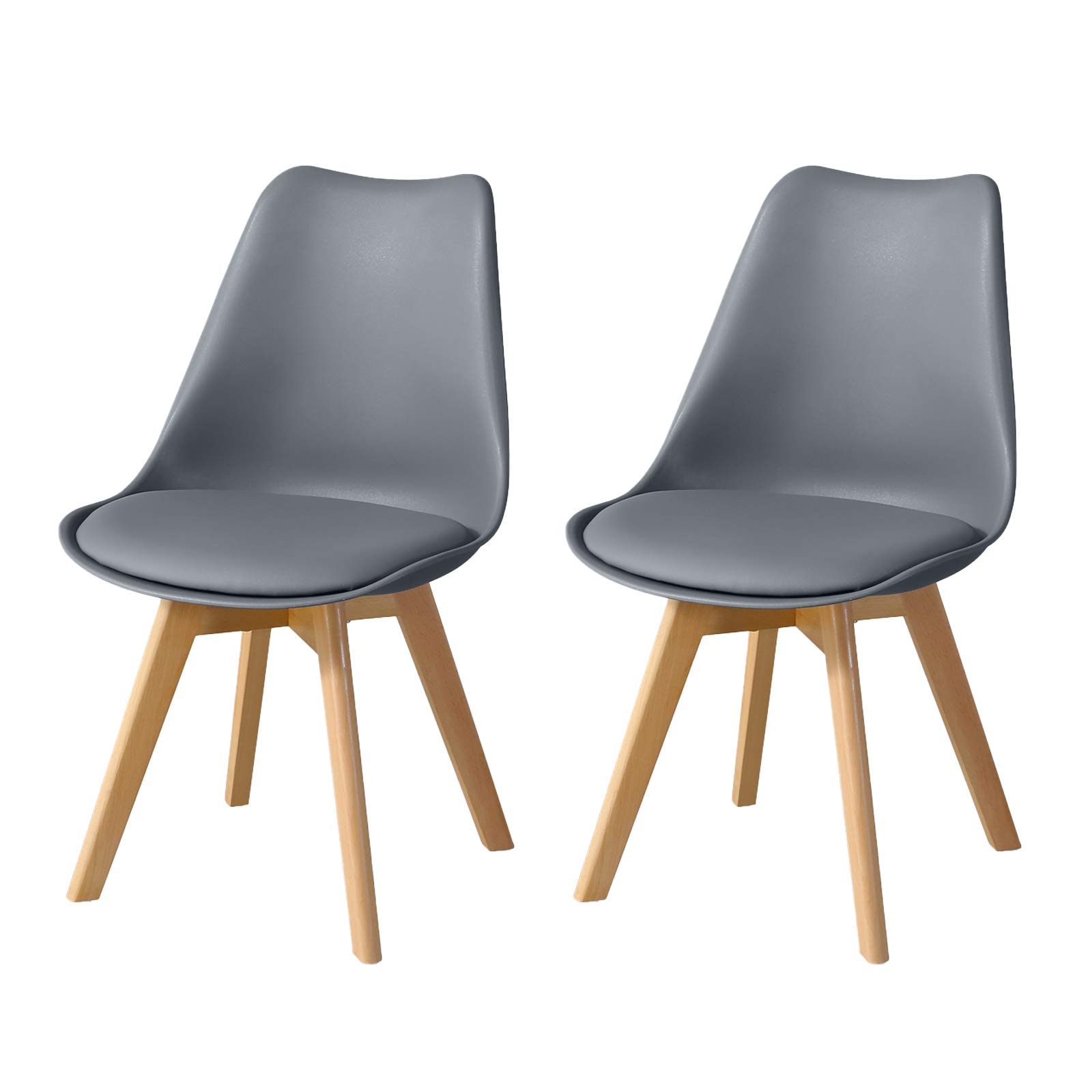 CLIPOP Grey Dining Chairs Set of 2 Upholstered Kitchen Chairs with ...