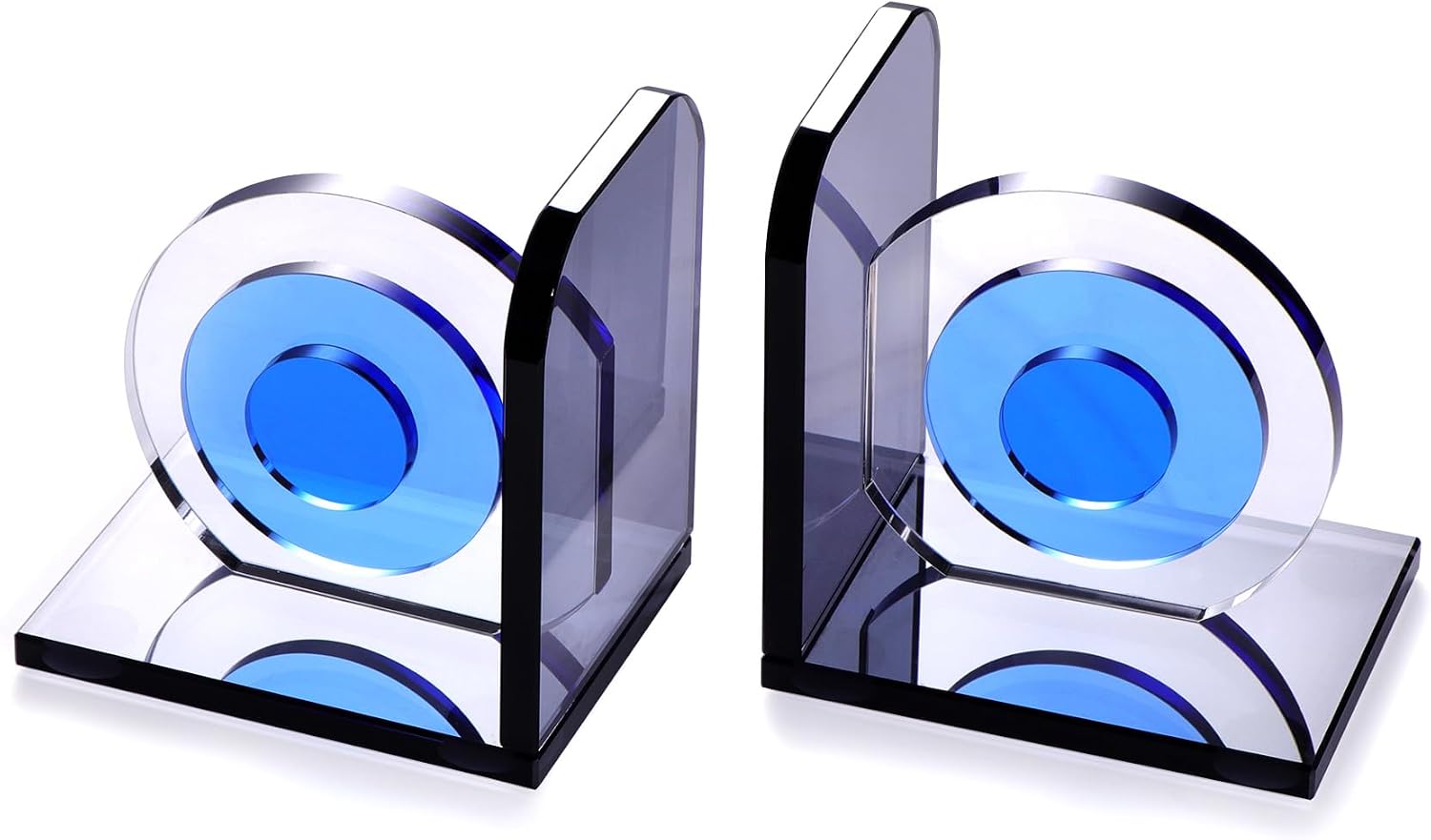 Amazon.com: K9 Crystal Blue Artistical Bookends, 1 Pair Non-Slip Glass ...