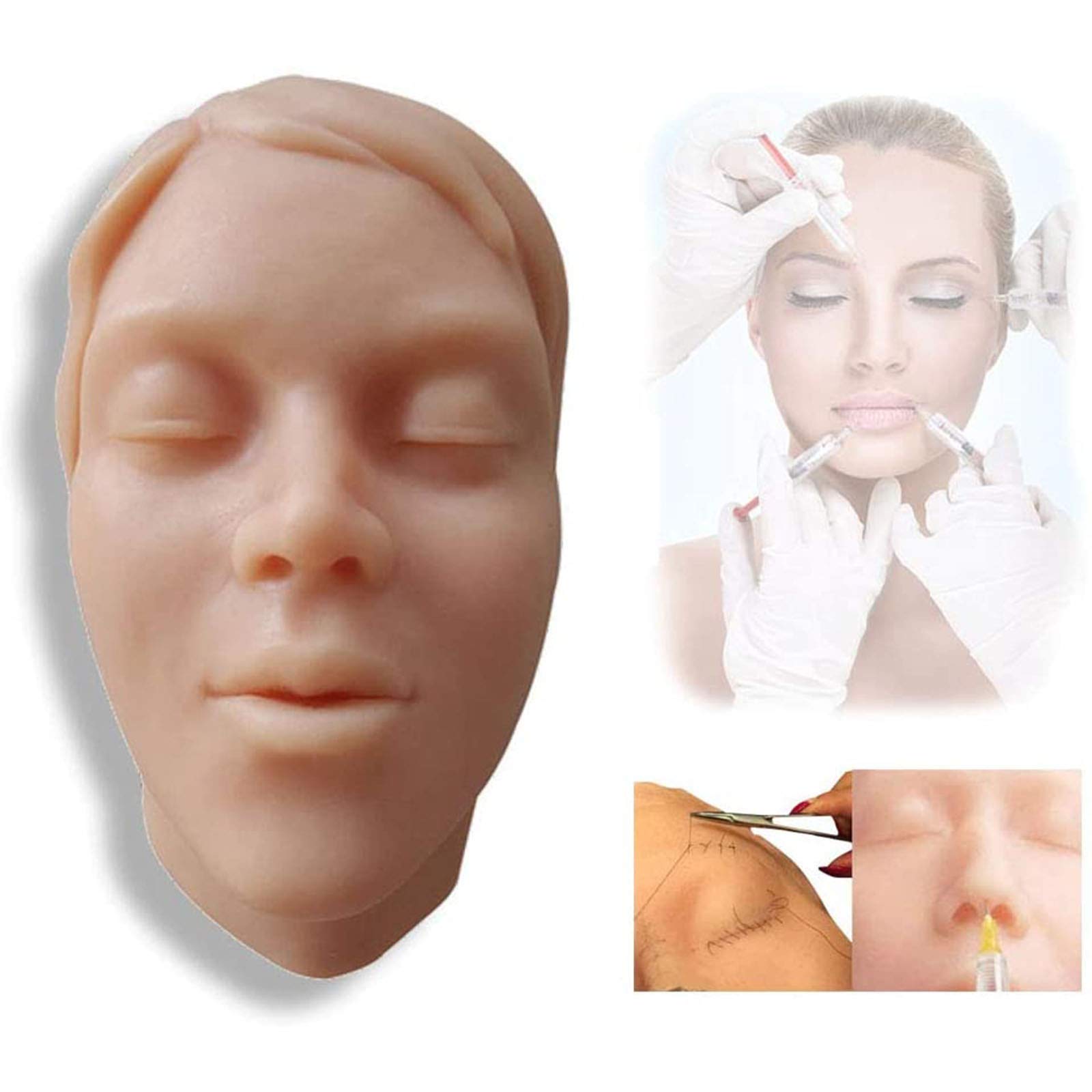 Xunmaiflb Life Size Injection Training Mannequin Face Model Bone Tissue ...