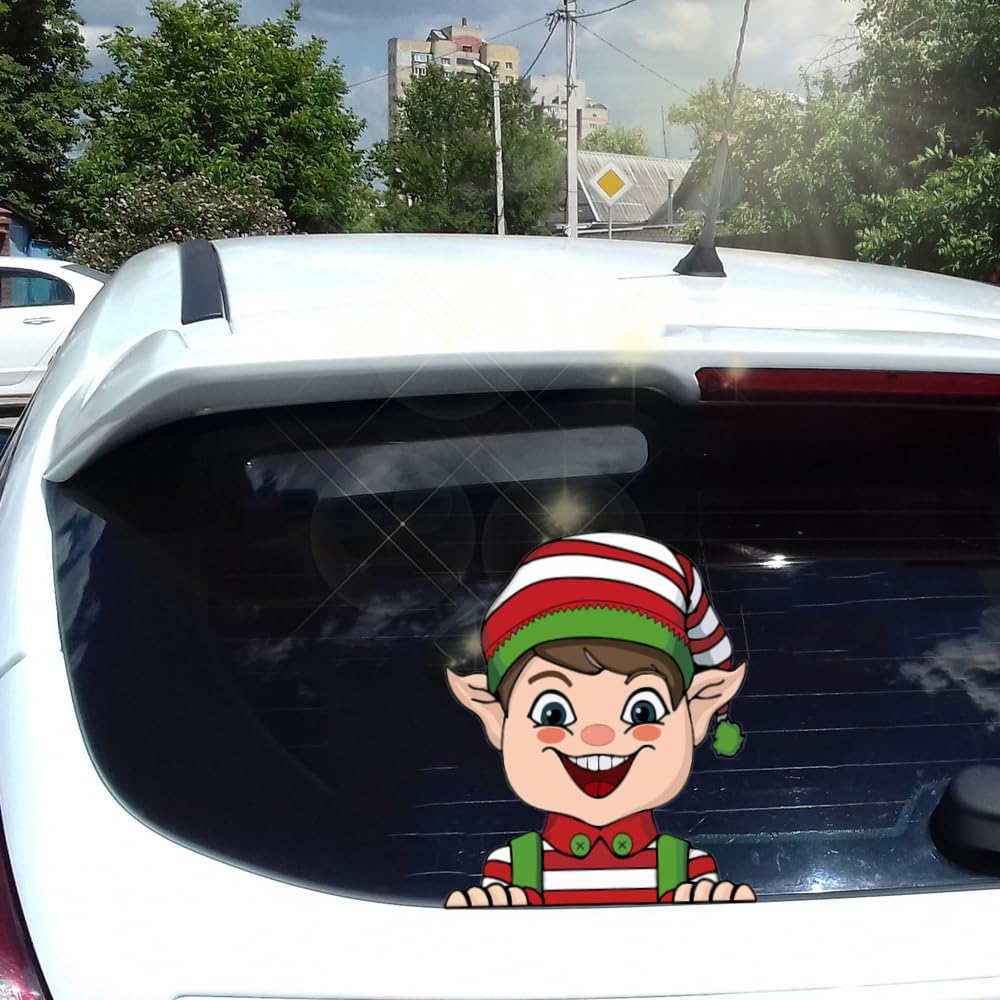 Amazon.com - Dreothy Christmas Decor Elf Peeking Stickers, Car Window ...