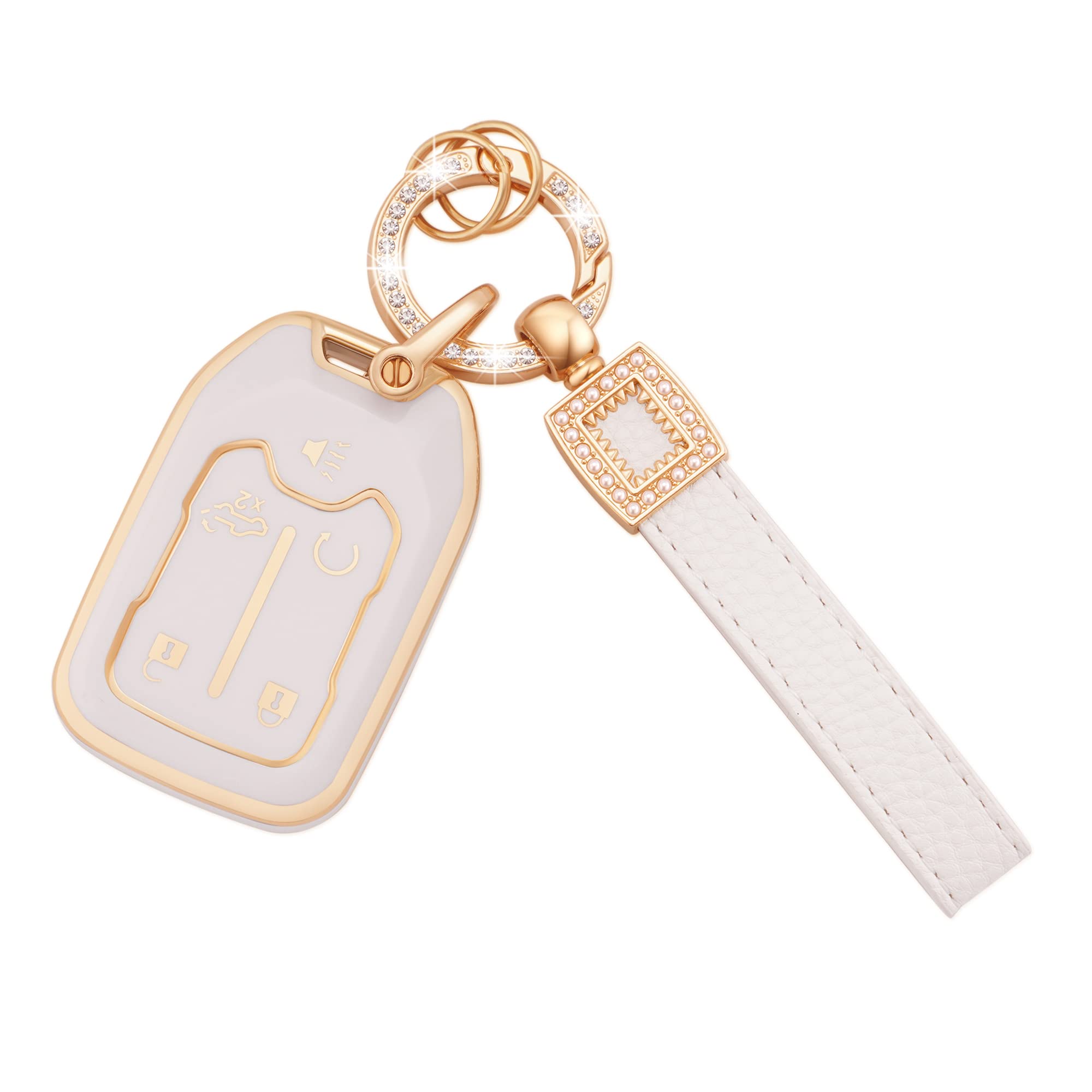 Amazon.com: EKALA for Chevy GMC Key Fob Cover with Leather Keychain ...