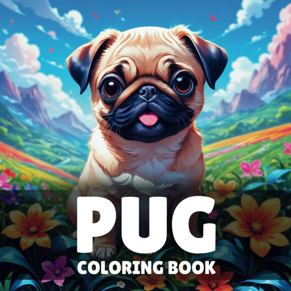 Amazon.com: Pug Coloring Book: 40 Easy and Fun Cute Pug Dogs Coloring ...