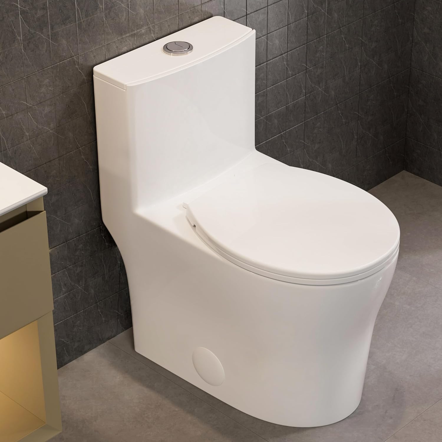 Casta Diva Round One-Piece Toilet for Small Bathroom Modern Compact ...
