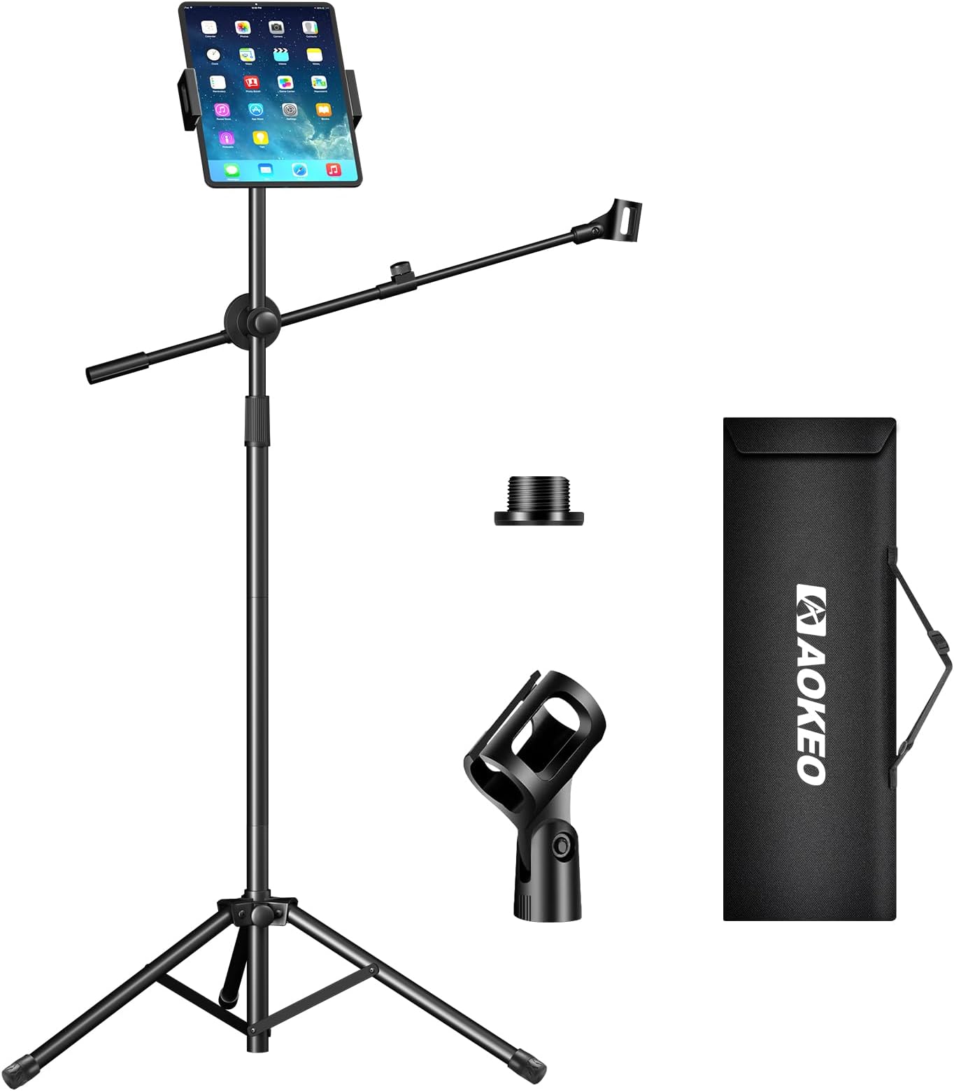 Amazon.com: Boom Mic Stand,Aokeo Microphone Stand Floor Tablet Mic ...