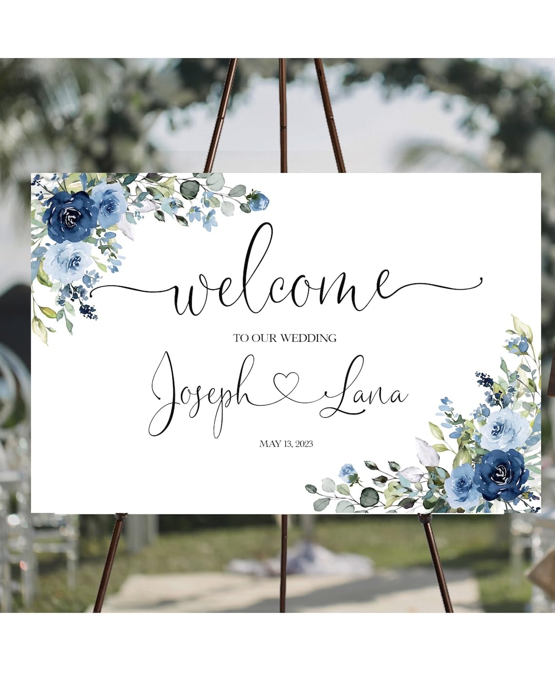 Amazon.com : Editable Dusty Blue Wedding Welcome Sign, Elegant Welcome ...