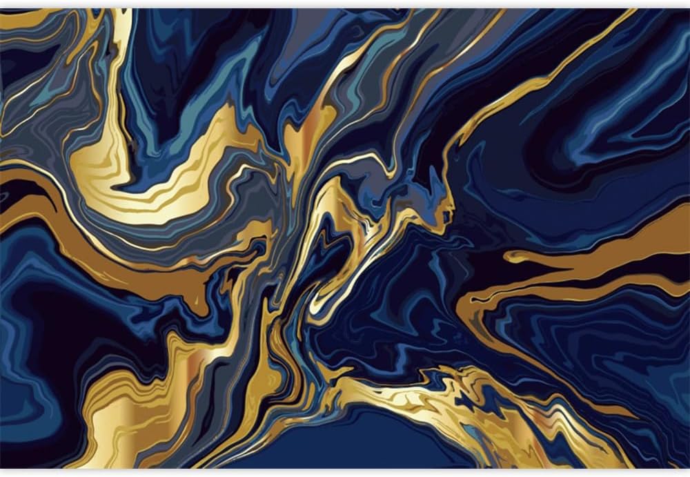 Amazon.com : XMJJKUF 12x8ft Polyester Marble Backdrops Blue Golden ...