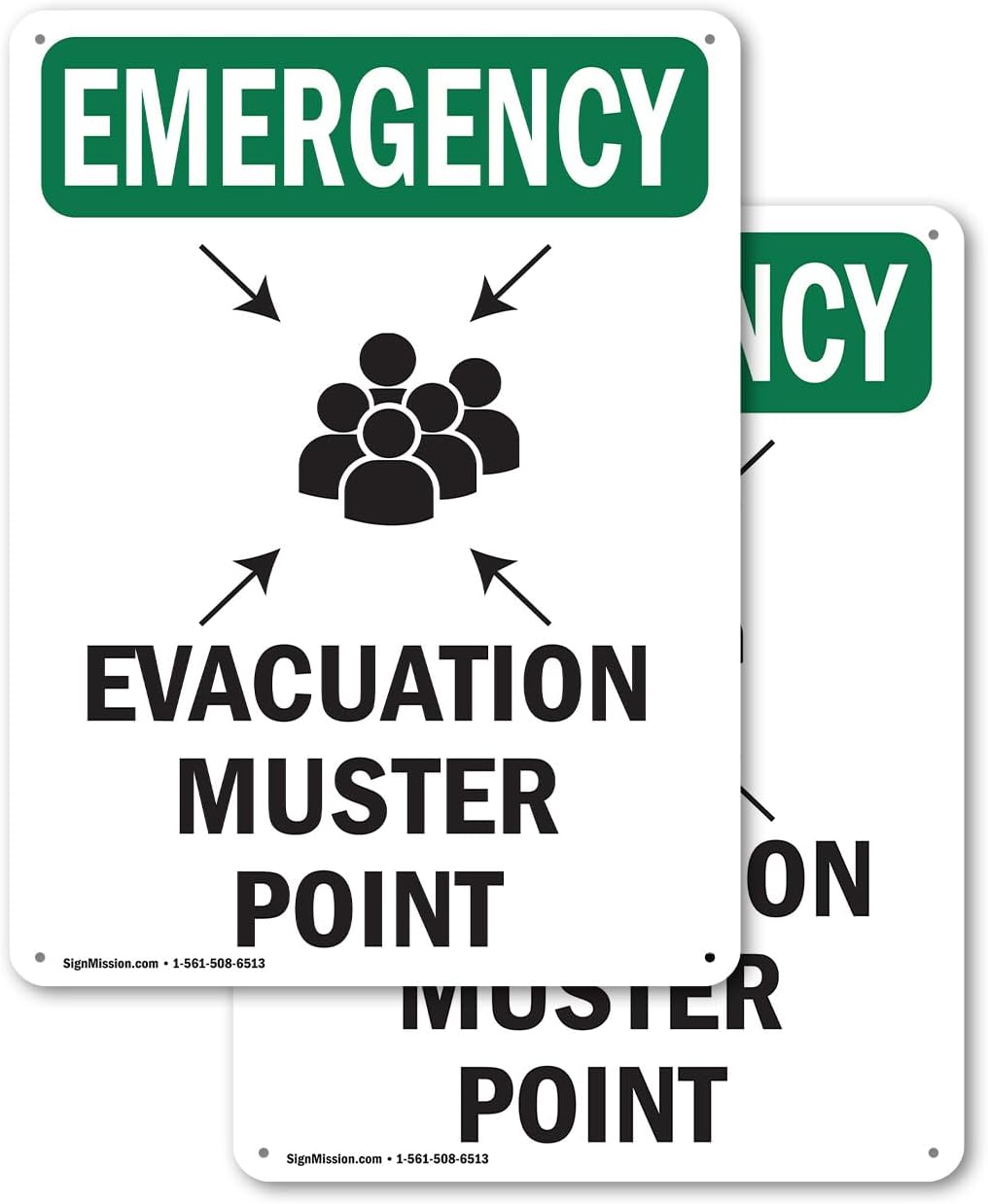 Amazon.com: (2 Pack) Evacuation Muster Point With Symbol OSHA Emergency ...