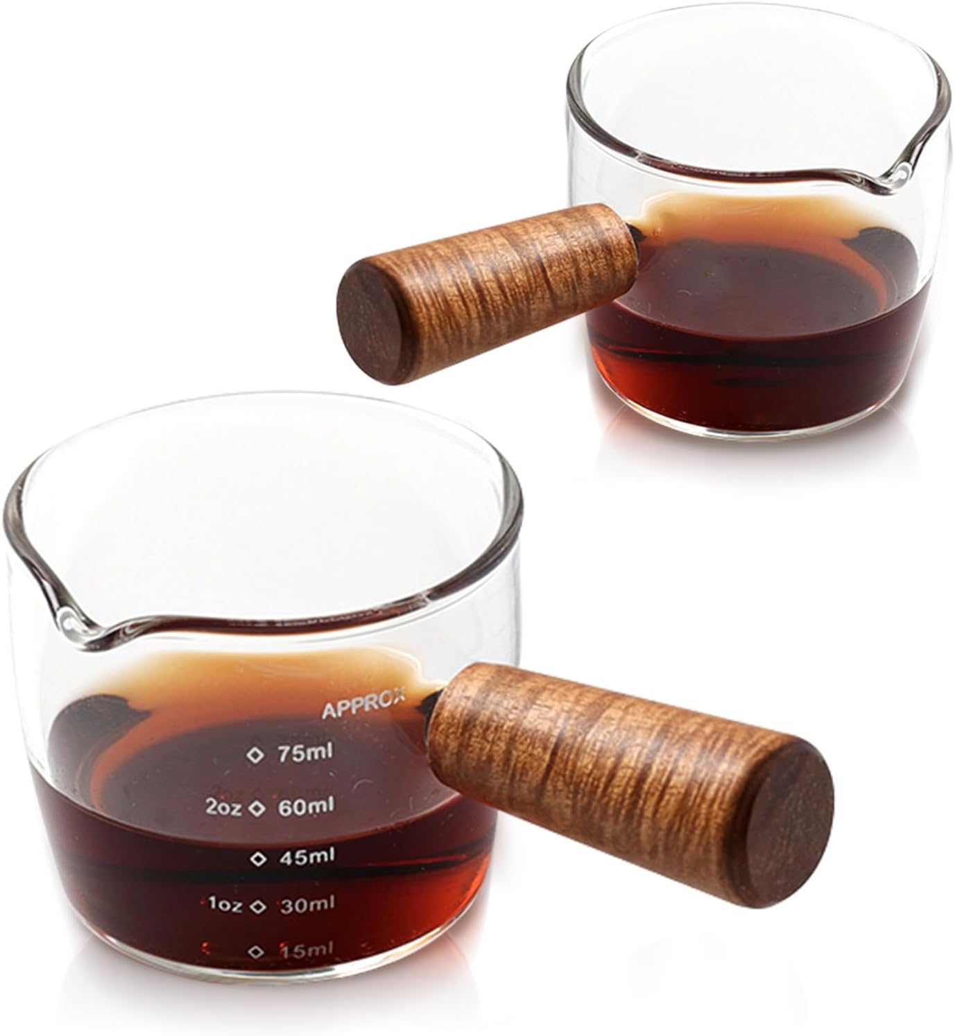 Amazon.com: 2 Pack Espresso Glass Measuring Cup, V-Shaped Double Spout Glass Measuring Cup with ...