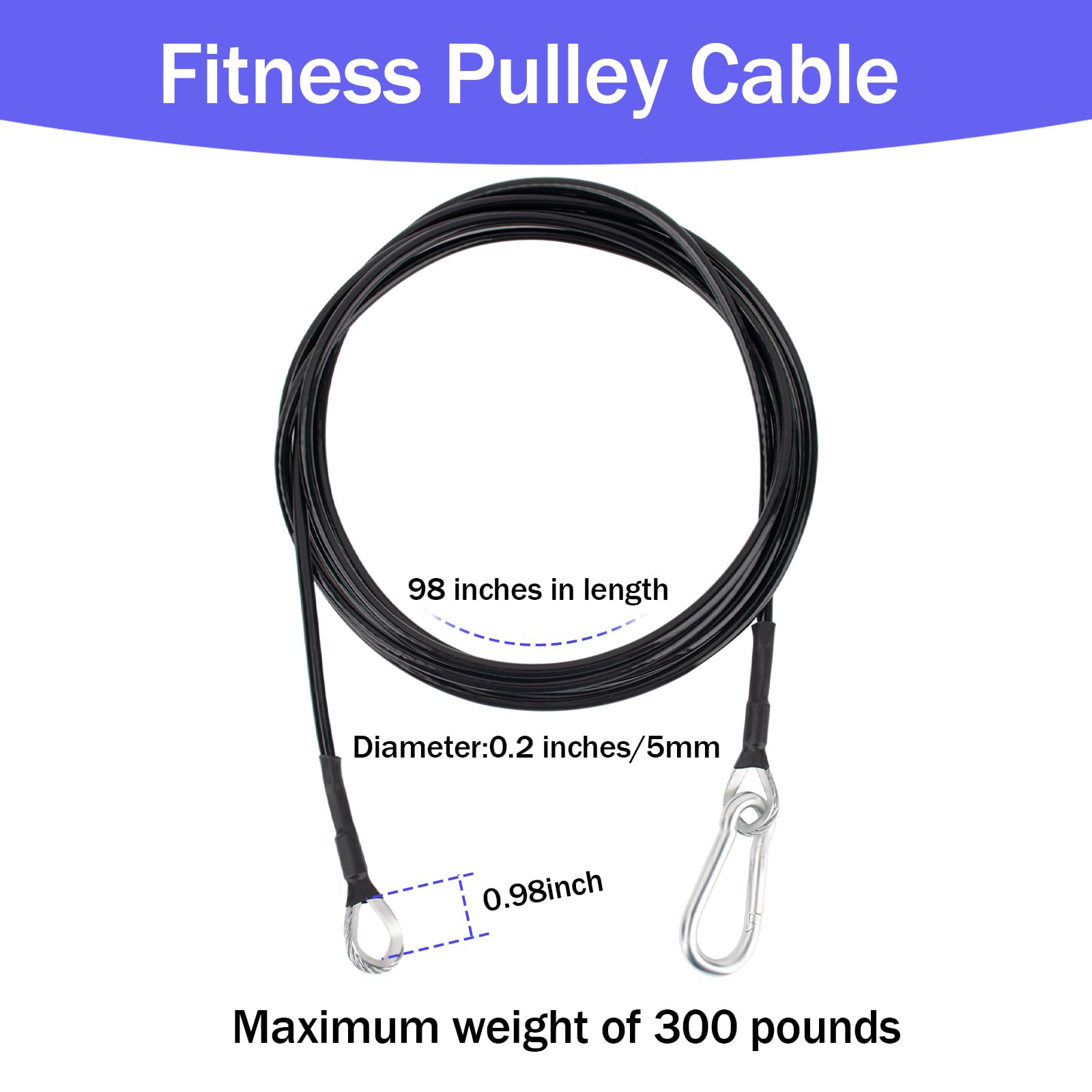 Snapklik.com : JIOTAR Fitness Pulley Cable 98 Inches For Gym Cable ...