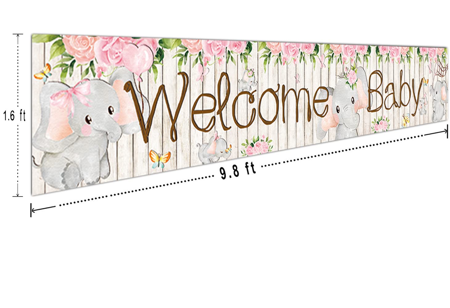 Snapklik.com : CHXSM 9.8 X 1.6 Ft Pink Elephant Welcome Baby Yard Sign ...