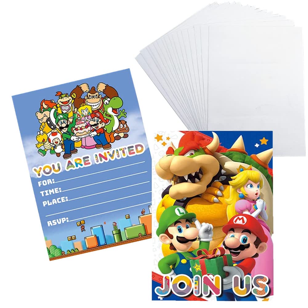 Buy 32 Packs Mario Birthday Invitation Cards,Mario Birthday Party ...