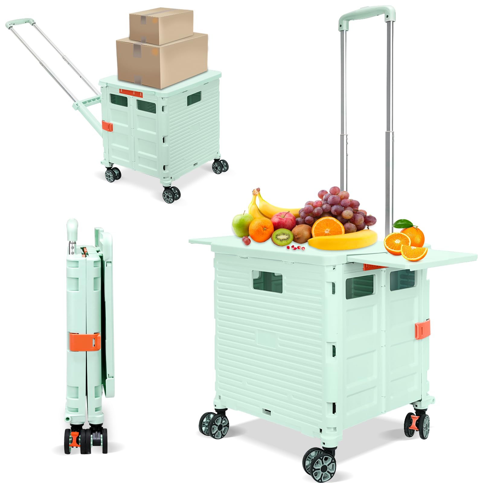 Amazon.com: Foldable Utility Cart Collapsible Portable Crate Rolling ...