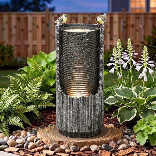 Amazon.com: Ultym 32" H Rustic Cracked Jar Water Fountain Outdoor with ...