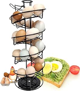 Amazon.com: Rotating Egg Organizer Basket, Spiral Design Metal Egg Rack ...