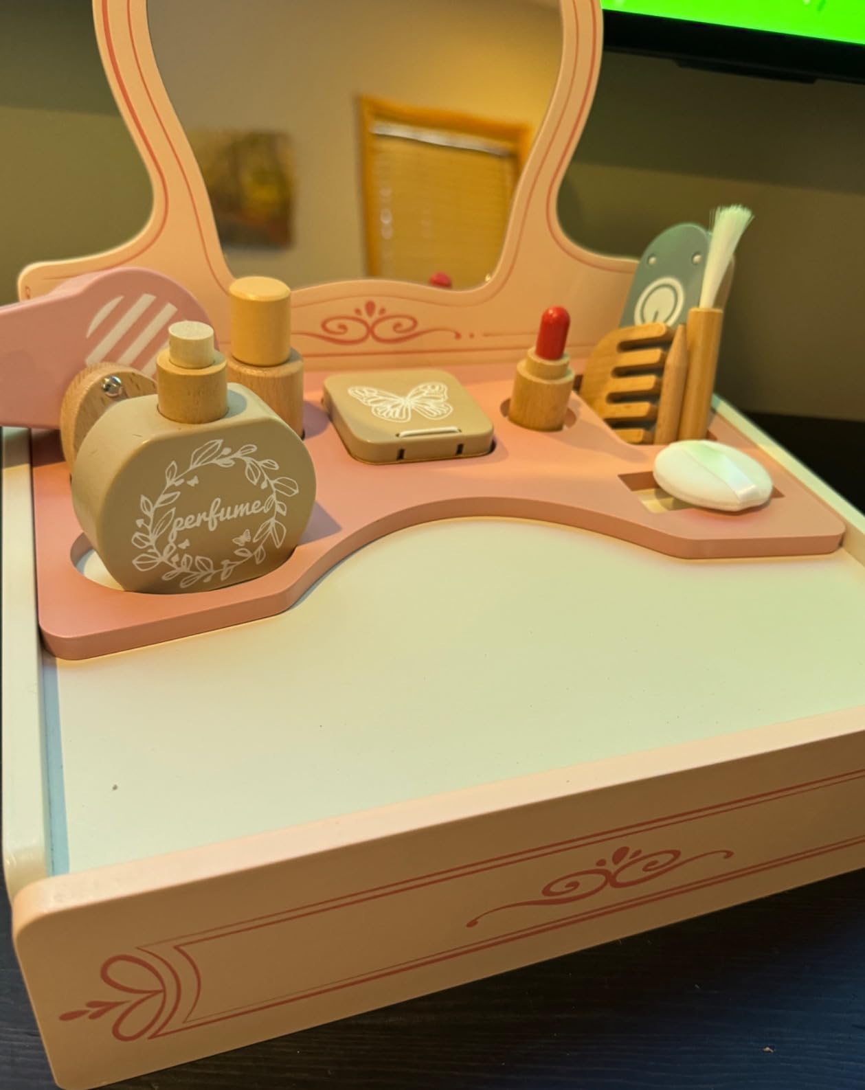 Amazon.com: Etucdose Wooden Makeup Toy Set with Mirror | Portable ...