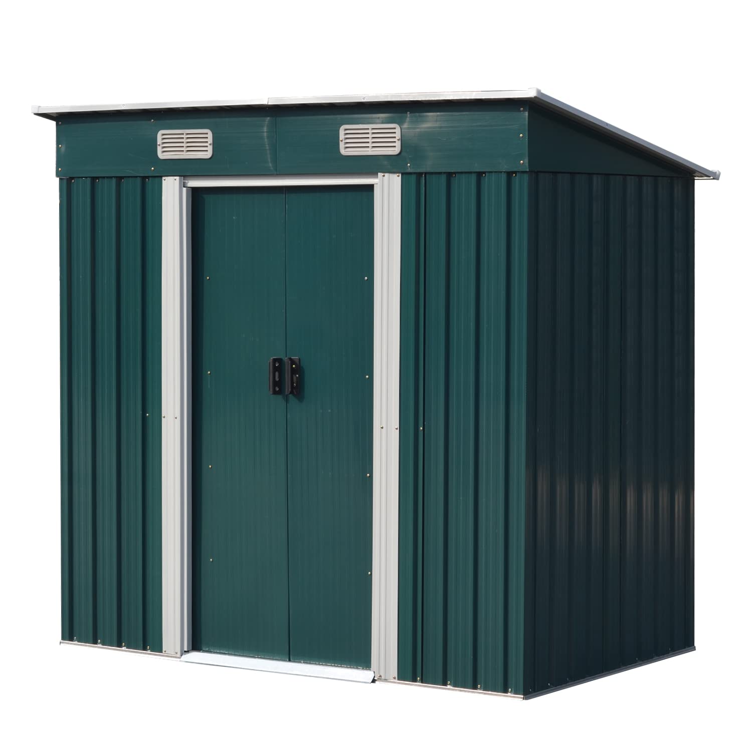 Buy Garden Storage Shed Metal 6 x 4 FT Outdoor Box with Base Vents ...