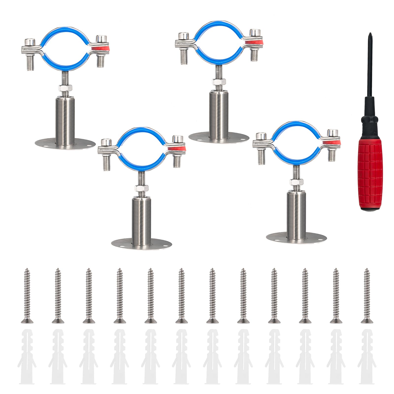 Kodilin 4PCS 304 Stainless Steel Wall Mount Ceiling Mount Pipe Supports ...