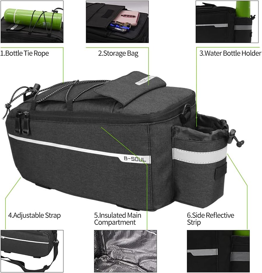 Bike Pannier Bag, 9L Waterproof Bicycle Saddle Rear Rack Panniers with ...