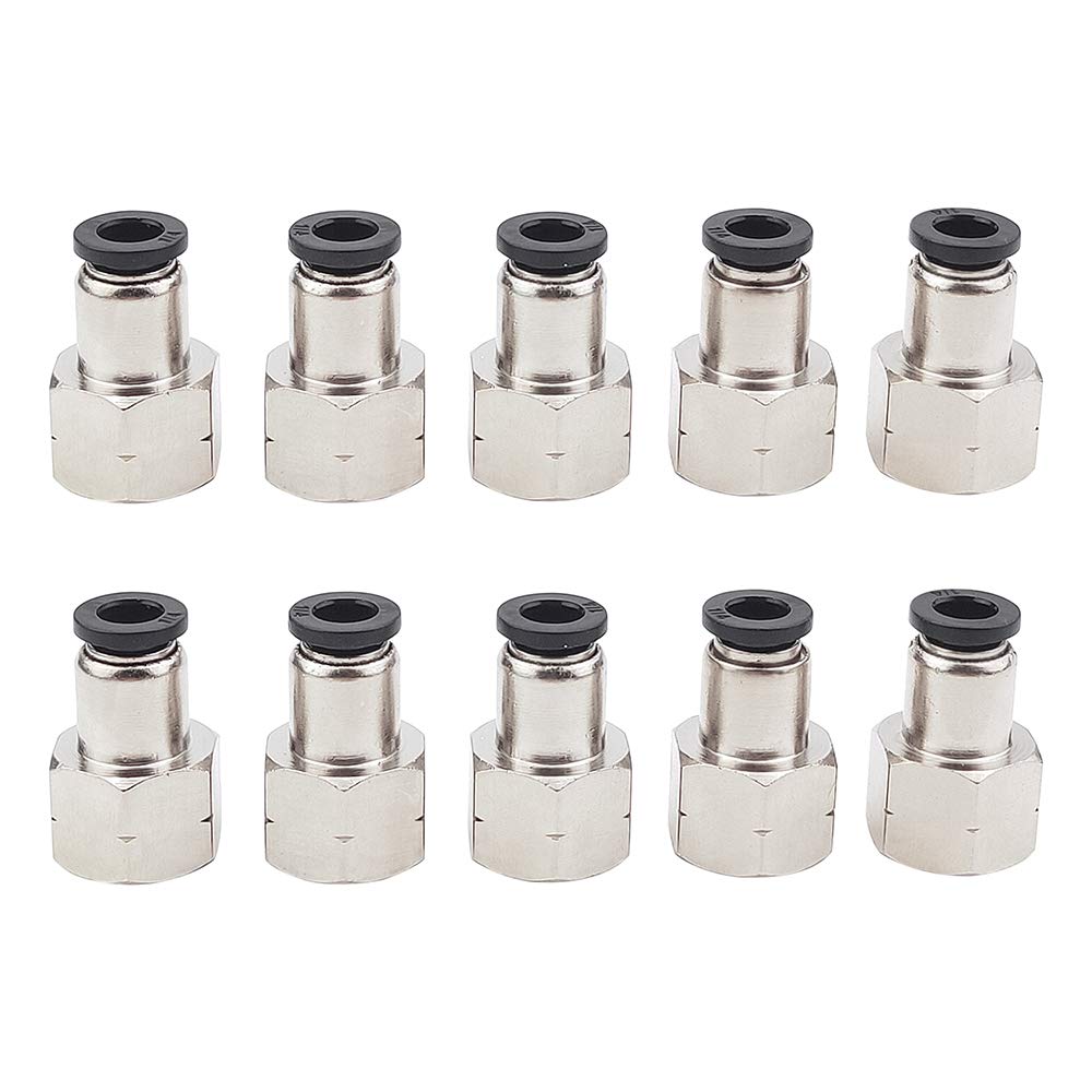 Buy 10 Pack Pneumatic Female Straight 1/4 Inch Tube OD x 1/8 Inch NPT ...