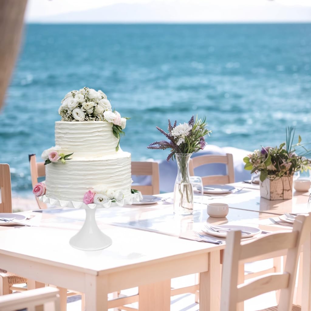 Snapklik.com : Quegroot 12-Inch Porcelain Round Cake Stand - White ...