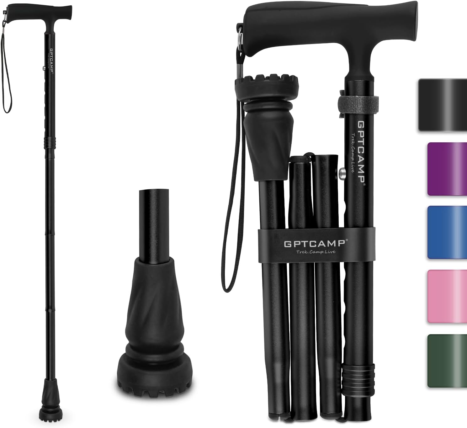 Amazon.com: GPTCAMP G2 Walking Stick, Fold-up Walking Cane for Women ...