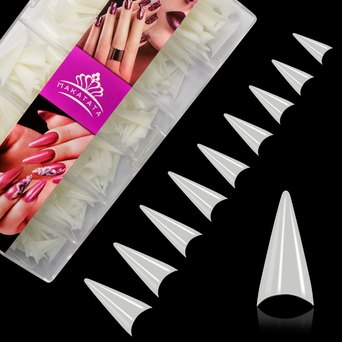 Makatata 500pcs Coffin Ballerina Oval Full Cover Square Almond Stiletto ...