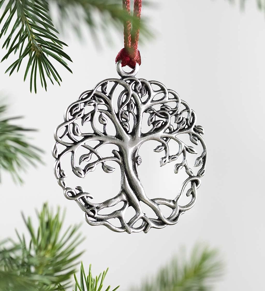 Amazon.com: Solid Pewter Christmas Tree Ornament, Double-Sided ...