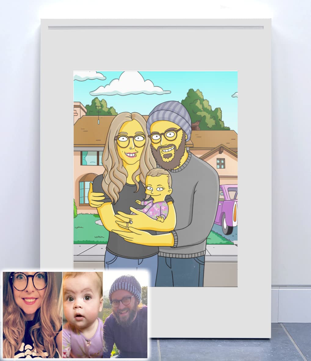 Buy The Simpsons Framed - Custom Cartoon Family Portrait With Frame ...