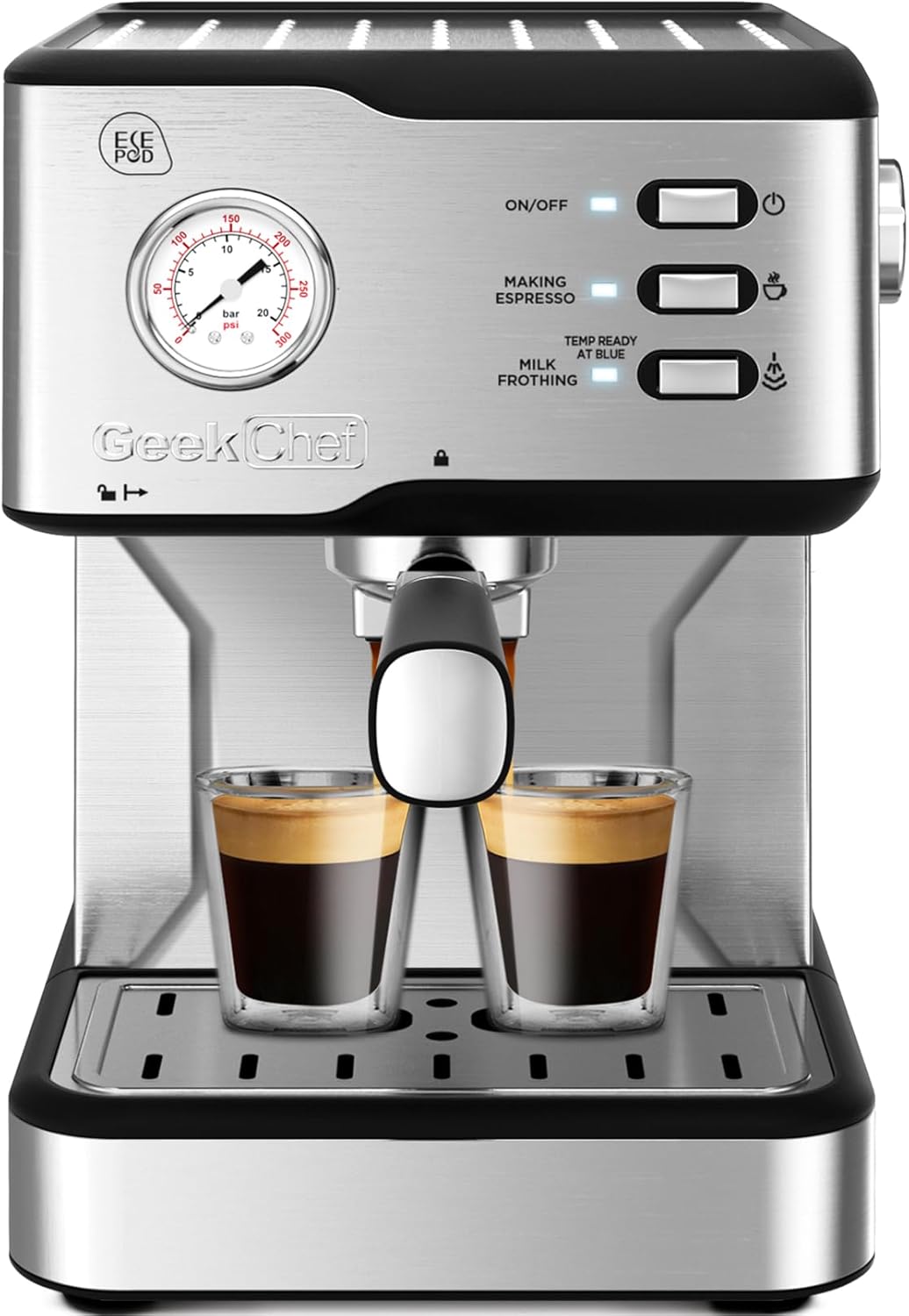 Amazon.com: Geek Chef Espresso Machine 20 Bar Pump Pressure Cappuccino latte Maker Coffee ...