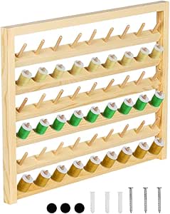 54 Spool Sewing Thread Holder Wooden Embroidery Organizer for Sewing ...
