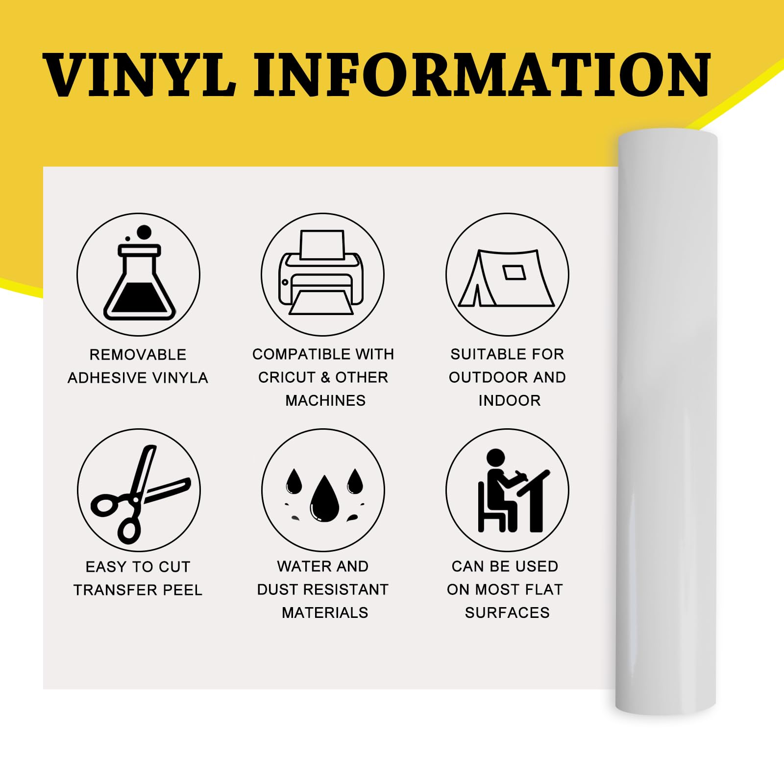 Snapklik.com : UCEC White Removable Vinyl, 14pack, Matless Cutting, 13 ...