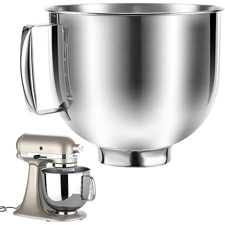 Amazon.com: 5 Quart for KitchenAid Mixer Bowl Stainless Steel With Handle Compatible With 4.5 ...